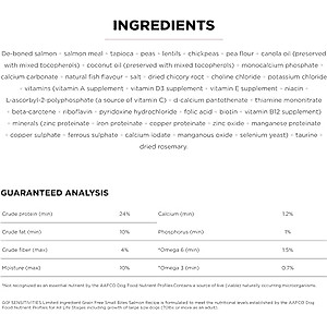 Go! Solutions Sensitivities – Small Bites Salmon Recipe – Limited Ingredient Dog Food, 3.5 lb – Grain Free Dog Food for All Life Stages – Dog Food to Support Sensitive Stomachs