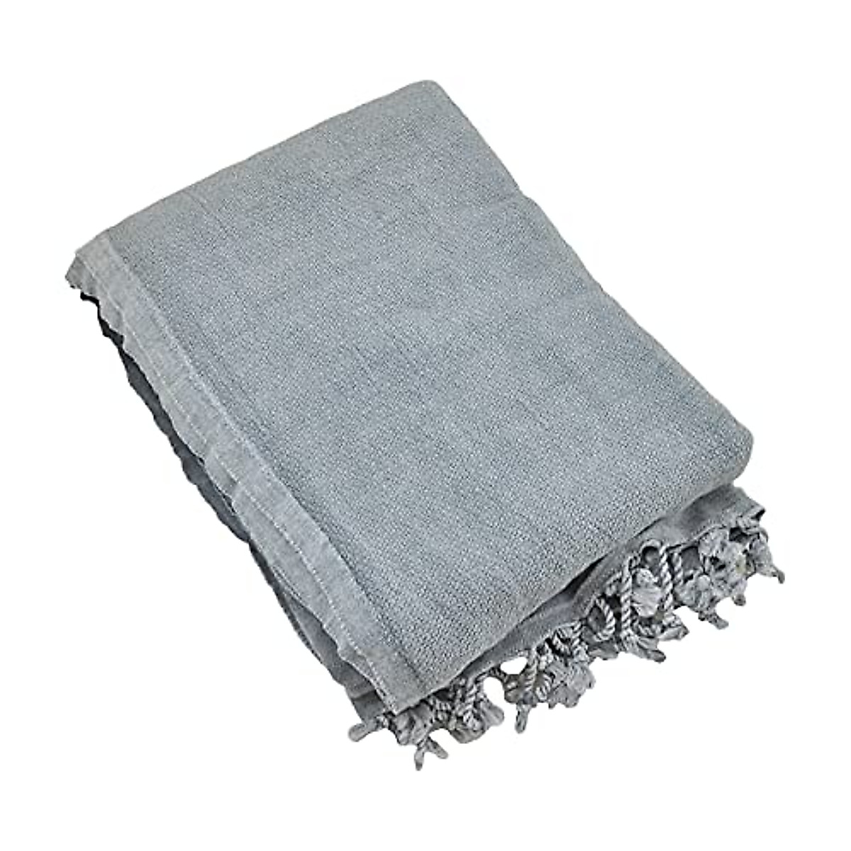 Stonewashed Turkish Throw Blanket in Denim Grey Blue, Soft, Cozy and Lightweight, Perfect for Use as a Love Seat or Sofa Throw, Partical Bed Cover, Beach Blanket or Yoga Blanket