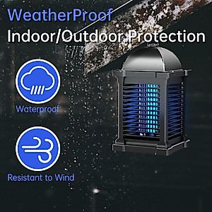 WVV Bug Zapper Outdoor, 1700V Electric Mosquito Zappers Killer, Waterproof Insect Fly Trap,Electronic Light Bulb Lamp for Outdoor and Indoor