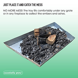 Essentially Yours Adjustable Fireplace Tray | Stainless Steel Expandable Ash and Ember Holder Pan | Nuts and Bolts Included for Additional Stability