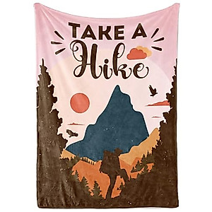 Cool Hiking Gifts for Women, Men, Couples, Throw Blanket for Hikers for Christmas, Birthday - 50" x 65" Take a Hike