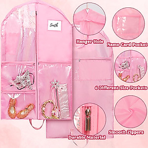 1Pack Dance Costume Bags Garment Bag 40" Waterproof Breathable Dance Costume Garment Bag for Competition Kids Clothes Bag with Zipper Pockets for Dance Costumes,Suit,Storage or Travel