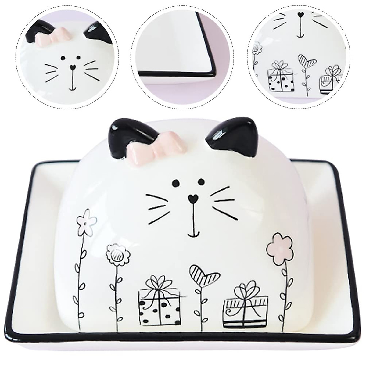 Hemoton Butter Holder Butter Box Clamshell Dish Household Ceramics Cheese Dish