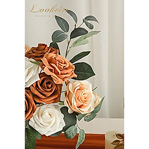 Lookein Artificial Flowers Box Set 5 Style Flowers for DIY Wedding Decoration Bouquet Table Centerpieces Aisle Arch Flower Decoration Bridal Shower Party Home Decor, Charming Terracotta