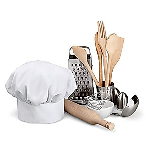 TSD STORY White Chef hat and Apron for Adults Men Women, Cooking Grilling BBQ Kitchen Chef Apron and Butcher Hat Set (1, White)