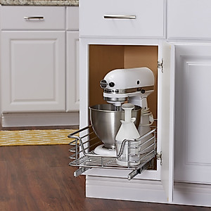 Household Essentials Design Trend 11.5" Extended Depth 1-Tier Single Basket Sliding Shelf Under Cabinet Organizer, White