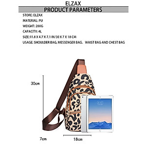 OANEXX Leopard Print Chest Bag for Women Letter Print Crossbody Sling Backpack with Wide Strap Multipurpose Fanny Daypack (leopard print)