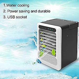Portable Air Conditioners, Personal Space Mini Cooler Evaporative Desktop Spray Fan with 3 Wind Speeds Small AC Cooling Cool Mist Humidify Handle for Bedroom Room Home Camping Car Tent RV