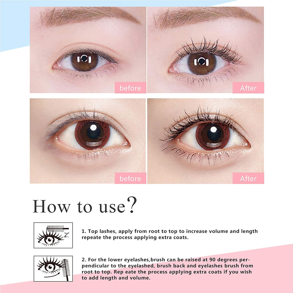 4D Silk Fiber Lash Mascara, Natural Waterproof Smudge-proof Mascara, Natural Thickening Lengthening Mascara No Clumping, No Smudging Lasting All Day & Easy to Remove