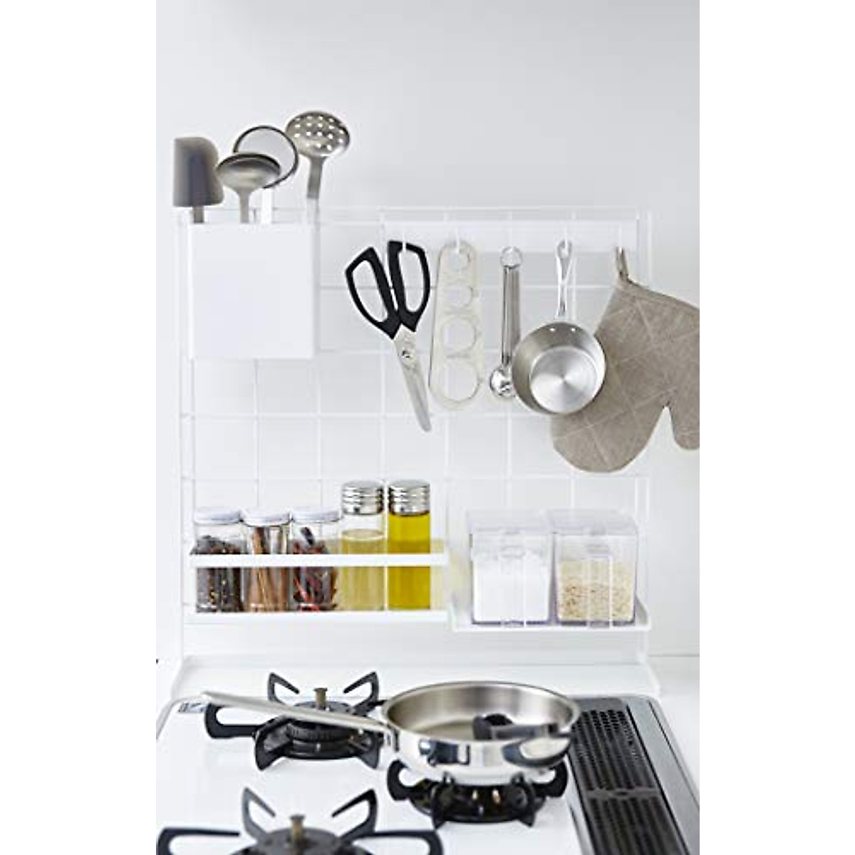 Yamazaki Home Grid Panel Organizer and Accessories-Wall Storage Decor, One Size, White