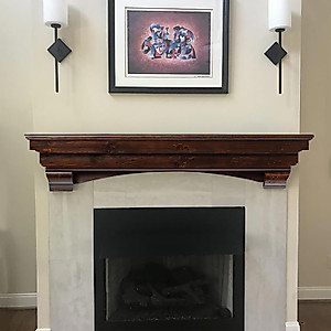 MANTELSDIRECT Mantels Direct Salem Wood Mantel Shelf with Corbels - Aged Cherry 60 Inch | Distressed Wooden Rustic Wall Mounted Shelf Perfect for Electric Fireplaces and More!