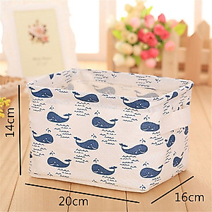 4Pcs Cotton And Linen Cloth Art Storage Basket Cute And Simple Nordic Style Home Cosmetics Sundries Handle Basket Desktop Storage Box(7.87inch)