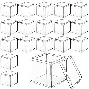 18 Pack Acrylic Boxes Clear Acrylic Cube Small Square Storage Box Acrylic Box with Lid Acrylic Display Box Stackable Small Container Clear Candy Cubes for Candy Jewelry Display (2.2 x 2.2 x 2.2 Inch)