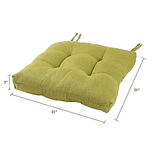 Faible Poisson Outdoor Chair Cushions Set of 2, Patio Furniture Floor Cushions, 21 x 21 Inch Square Seat Back Tufted Cushion, Dining Chairs Pads, Yellow Green