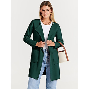 ANRABESS Women's Open Front Knit Lightweight Cardigan Casual Long Coatigan Sweater Lady Jacket Coat 2025 Fall Outerwear Opal Green Large