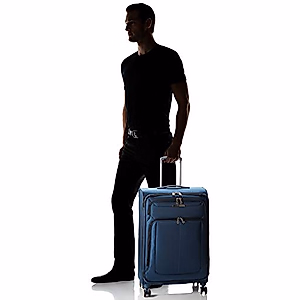 Samsonite Solyte DLX Softside Expandable Luggage with Spinner Wheels, Mediterranean Blue, Checked-Medium 25-Inch