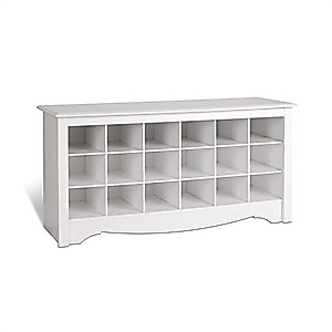 Atlin Designs 18 Cubby Shoe Storage Bench in White
