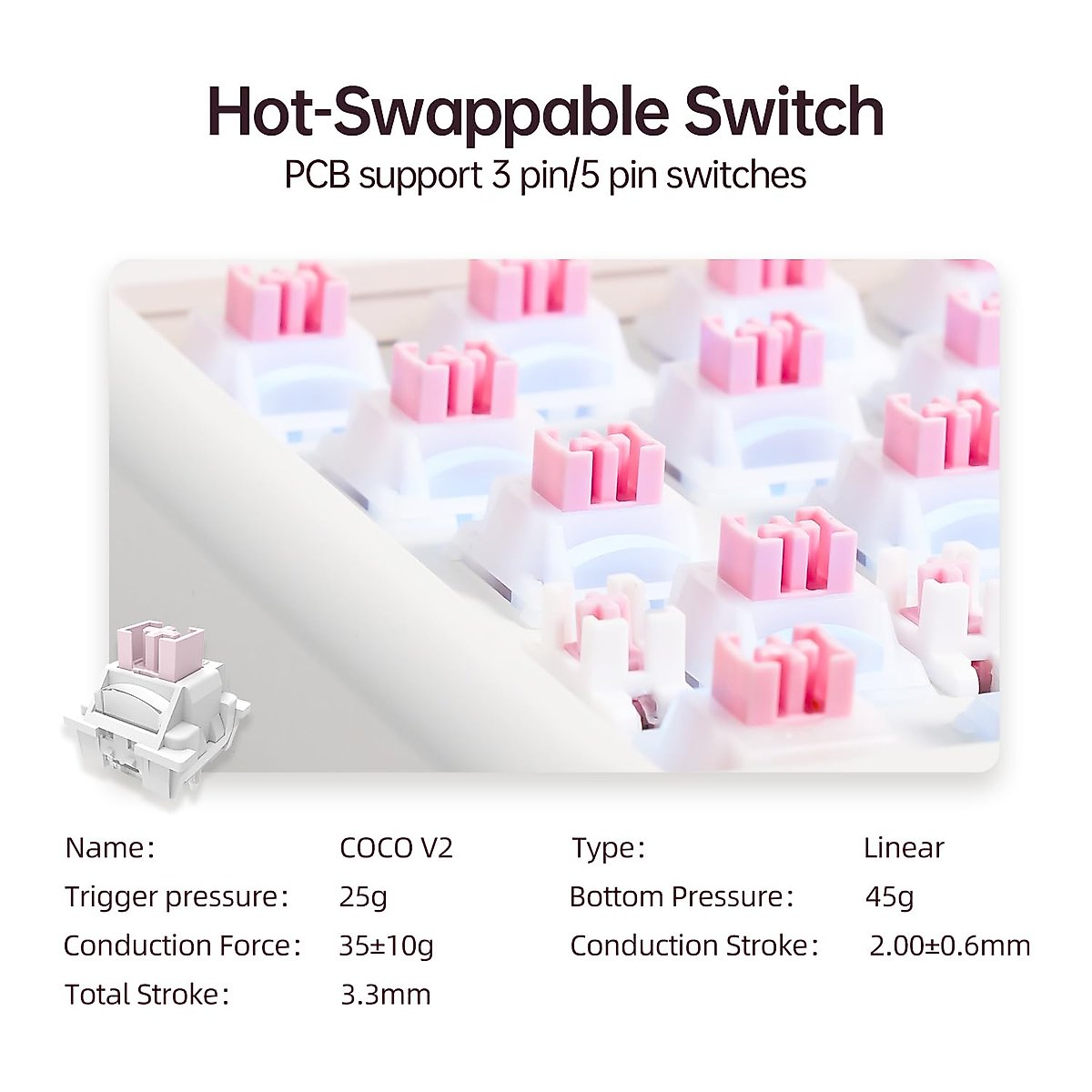 CoolKiller Rococo Hot Swappable Mechanical Numeric Keypad Num Pad for Laptop, PC, Desktop, Notebook