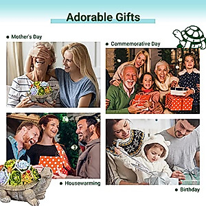 GIGALUMI Solar Garden Statues Turtle Figurine Lights for Outside, Yard Decorations Outdoor, Garden Decor Unique Birthday Housewarming Gifts for Mom, Women for Mothers Day