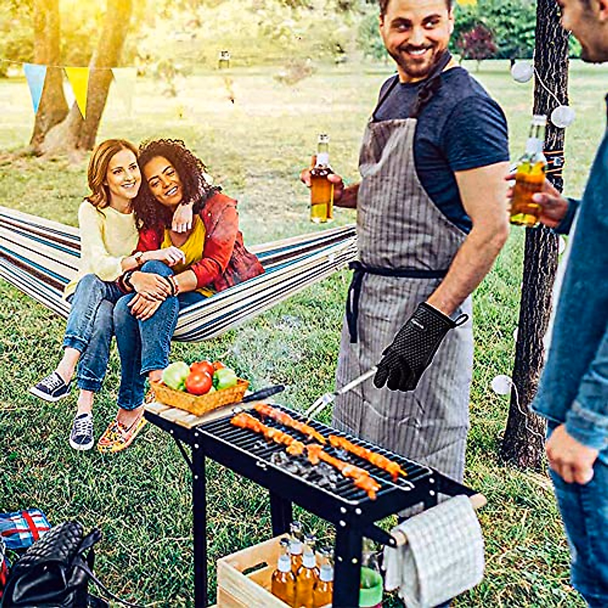 Fglmctsh Silicone Cooking Gloves , BBQ Mitt , Kitchen - Safe Handling of Pots and Pans , Extreme Heat Resistant BBQ, Internal Protective Cotton Layer - Heat Resistant Oven Mitt for Grilling