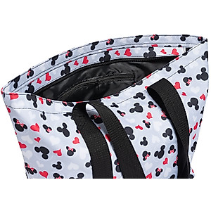 Disney Tote Mickey & Minnie Mouse Icon Print Zipper Travel Bag (Grey)