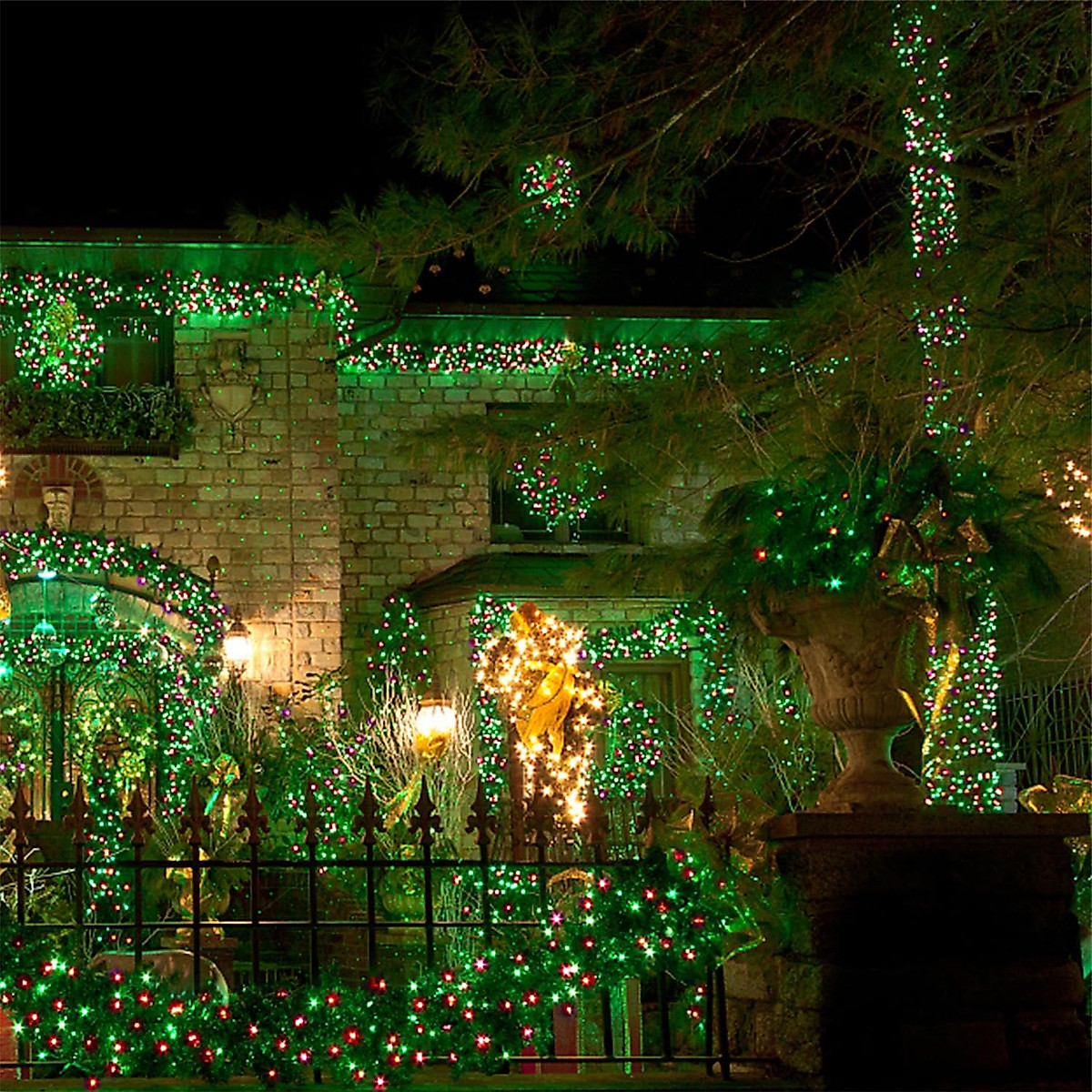 WATERGLIDE 1000 LED Christmas String Lights, 328 FT Green Wire LED Decorative Fairy Lights with Remote & 8 Modes, Waterproof for Outdoor Xmas Holiday Party Garden Wedding Home Decor, Red & Green