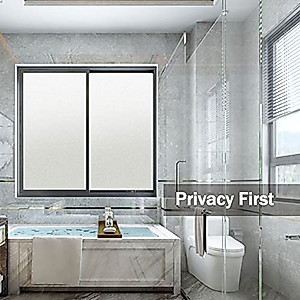 Instruban Window Privacy Film, Frosted Glass Covering for Bathroom, Opaque Static Cling Heat Control Door Sticker for Office Living Room, Non-Adhesive (Matte, 35.4 x 78.7 inches)