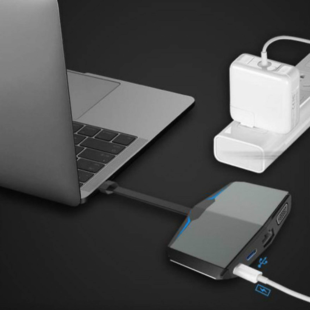 6 in 1 USB-C HUB Docking Station Multi Function Type C to Dual PD USB 3.0 Hubs Converter