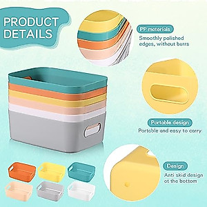 Uiifan 18 Pcs Plastic Storage Bins Small Storage Basket Pantry Baskets Containers Bathroom Baskets for Organizing Organizer with Handles for Kitchen Cupboard Box