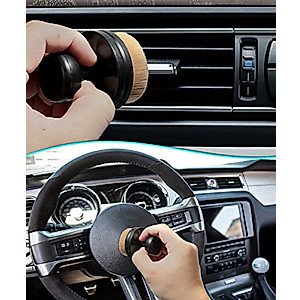 Zlirfy Car Detail Brush,High Density Portable Car Brush with Cover,Car Cleaning Brushes Duster Soft Bristles Detailing Brush,Detailing Brushes for Vehicles,Car Cleaning Accessories (Brown)