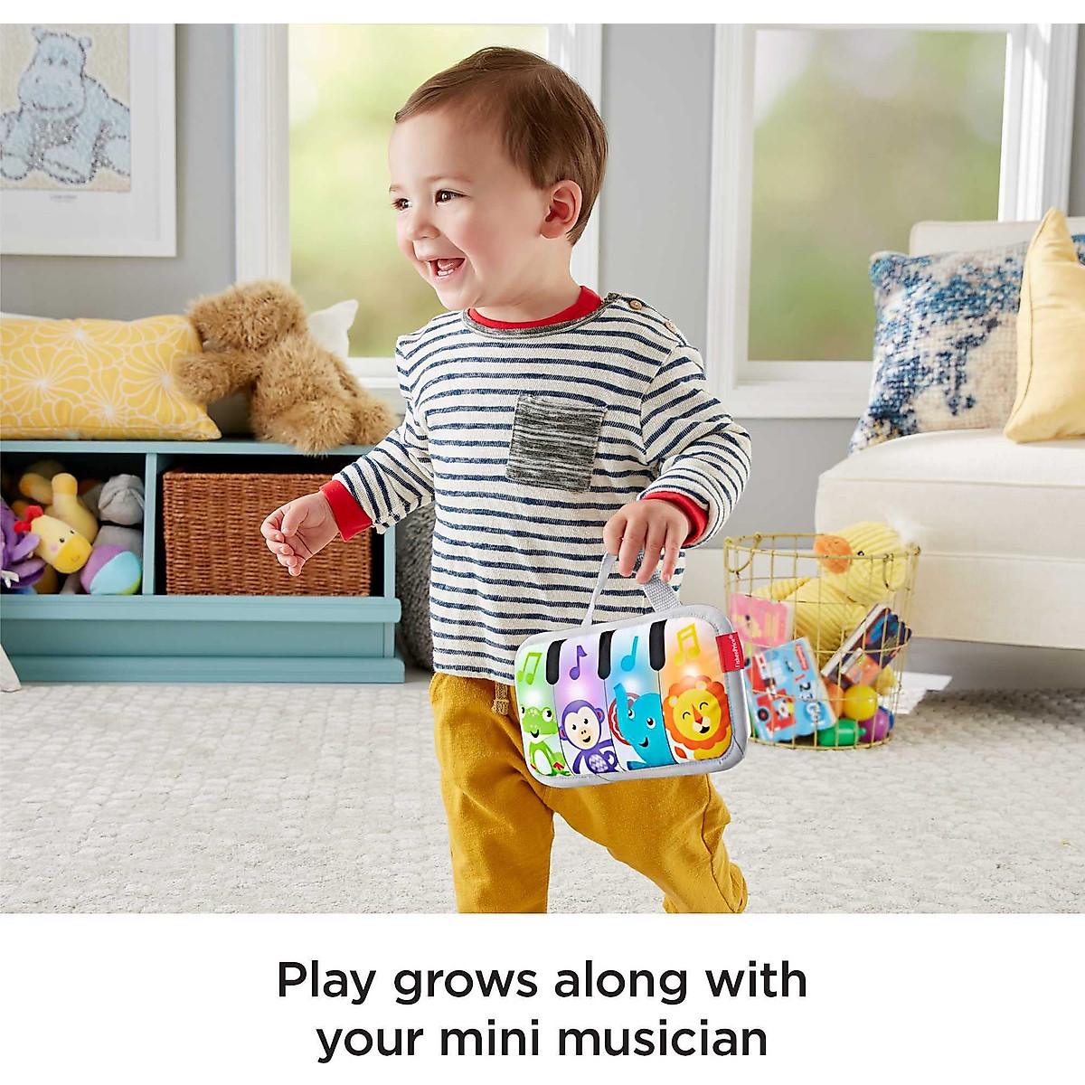 Fisher-Price Activity City Gym To Jumbo Playmat, Infant To Toddler Activity Gym with Music, Lights, Vehicle Toys and Extra-Large Playmat