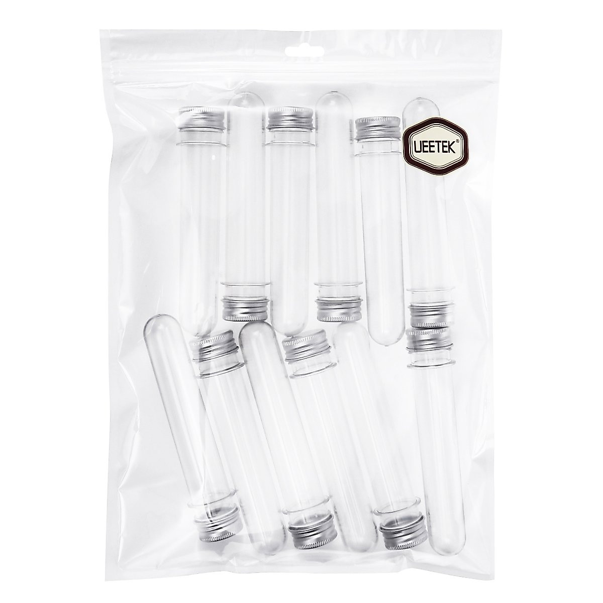UEETEK 12pcs 40ml Plastic Test Tubes with Screw Caps(Transparent)