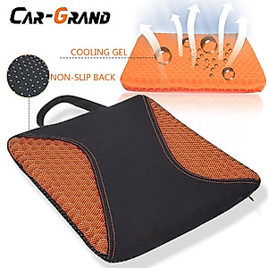 CAR-GRAND Cooling Gel Seat Cushion for Long Sitting, Thick Soft and Breathable Honeycomb Seat Cushion for Car Wheelchair Home, Gel Chair Cushion for Hip Pain, Gel Seat Cushion for Office Chair (Pink)
