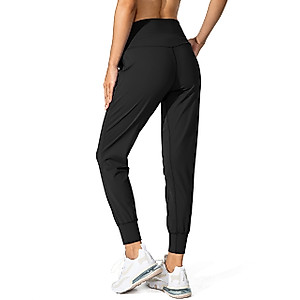 G Gradual Women's Joggers High Waisted Yoga Pants with Pockets Loose Leggings for Women Workout, Athletic, Lounge (Black, Medium)