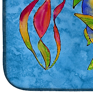 Caroline's Treasures 8713DDM Troical Fish and Seaweed on Blue Dish Drying Mat Absorbent Dish Drying Mat Pad for Kitchen Counter Dish Drainer Mat for Countertop, 14 x 21", Multicolor