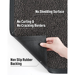 Front Door Mat Indoor Outside Entrance - Outdoor Door Mats Entry Mat Non Slip Water Absorbent Dirt Trapper Welcome Mats Doormats for Entryway Doorway - 17”x30” Black and Grey