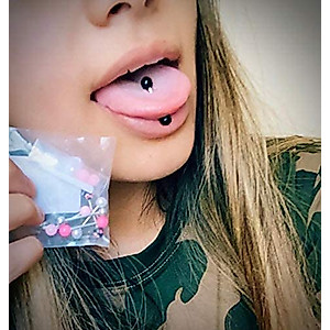 COCHARM 5Pcs Plastic Tongue Rings for Women 14g Pink Kitty Tongue Ring Acrylic Cute Tongue Piercing Jewelry Kawaii Girl Tongue Rings