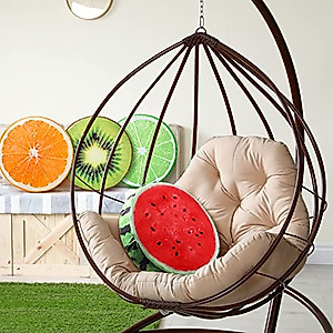 Coume 4 Pcs 15.7 Inch Round Fruit Pillows Stuffed Throw Pillows 3D Watermelon Kiwi Lemon Orange Decorative Floor Cushions Chair Toy Seat Floor Seat Cushions for Kids Couch Sofa Classroom