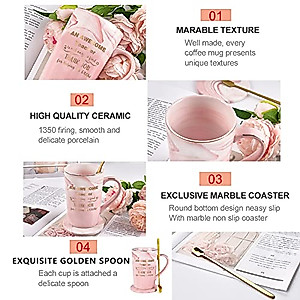 Teacher Coffee Mug, Teacher Gifts for Women, An Awesome Teacher is Not Easy to Find, Thank You, Teacher Appreciation Day, Teacher Mugs for Women Marble Mug with Box Spoon Coaster 14Oz Pink