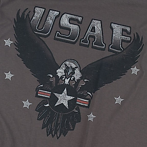 Popfunk U.S. Air Force Vintage Eagle T Shirt & Stickers (Large, Charcoal)