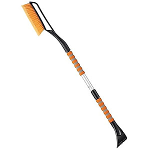 AstroAI 40" Snow Brush and Ice Scrapers for Car Windshield, Detachable Snow Scrapers with Ergonomic Foam Grip for Cars, Trucks, SUVs (Heavy Duty ABS, PVC Brush, Orange)