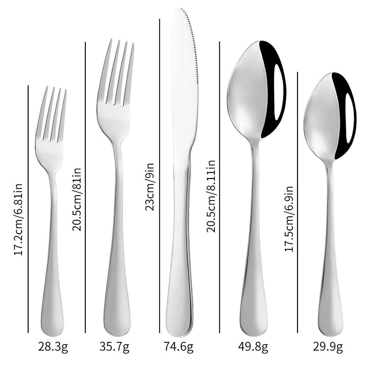 OBTIAN Stainless Steel Customized Flatware Set,Engraving Name Knife Forks Spoon,Personalized names will be engraved on your tableware, Customized Birthday Christmas Gift Silver