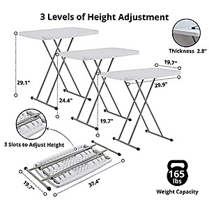 Naomi Home Personal Folding Table, Small Table, TV Dinner Table, Adjustable Table, Portable Desk, Outdoor Side Table, Portable Desk for Parties and Picnic – White