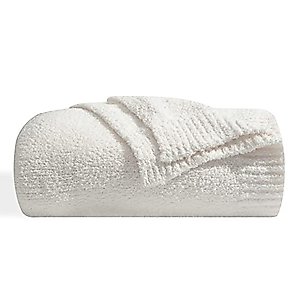 Bearberry Super Soft Knit Throw Blanket Lightweight Cozy Warm Fluffy Throw Blankets for Couch Bed Sofa (Cream, 50”x60”)
