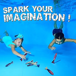 Novelty Place 8 Pack Torpedo Bandits Diving Toy Rockets - Swimming Pool Underwater Game for Kids and Adults - Shark Design 8 Colors