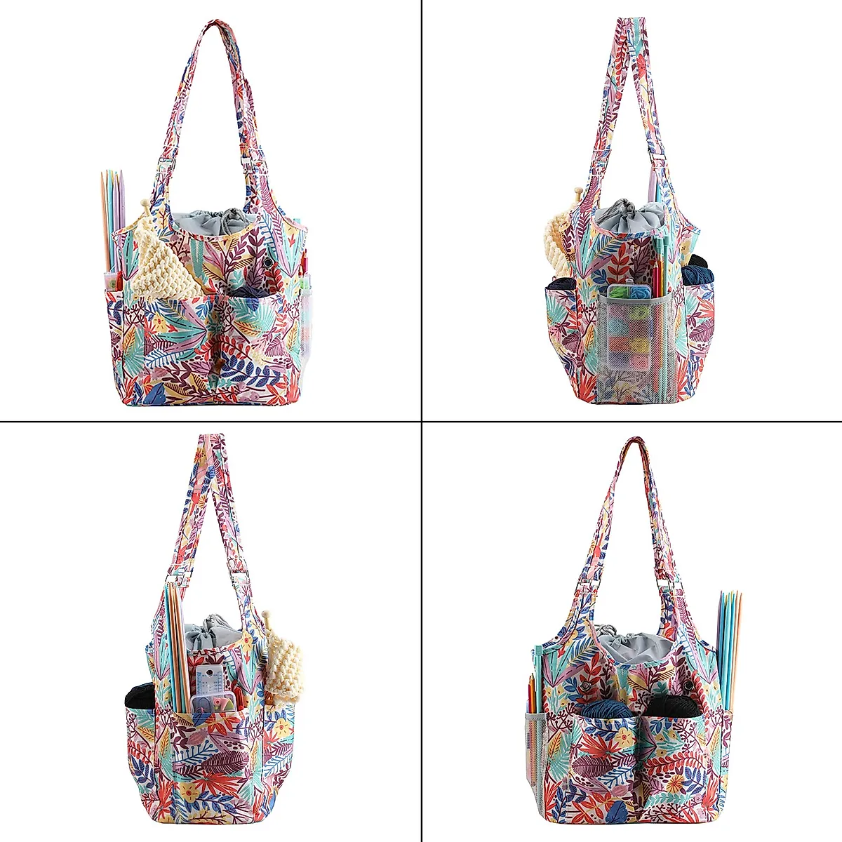 KOKNIT Waterproof Craft Bag, Portable Durable Shoulder Tote Travel & Yarn Bag with Drawstring Closure, Premium Organizer Bag for Yarn and Crafts