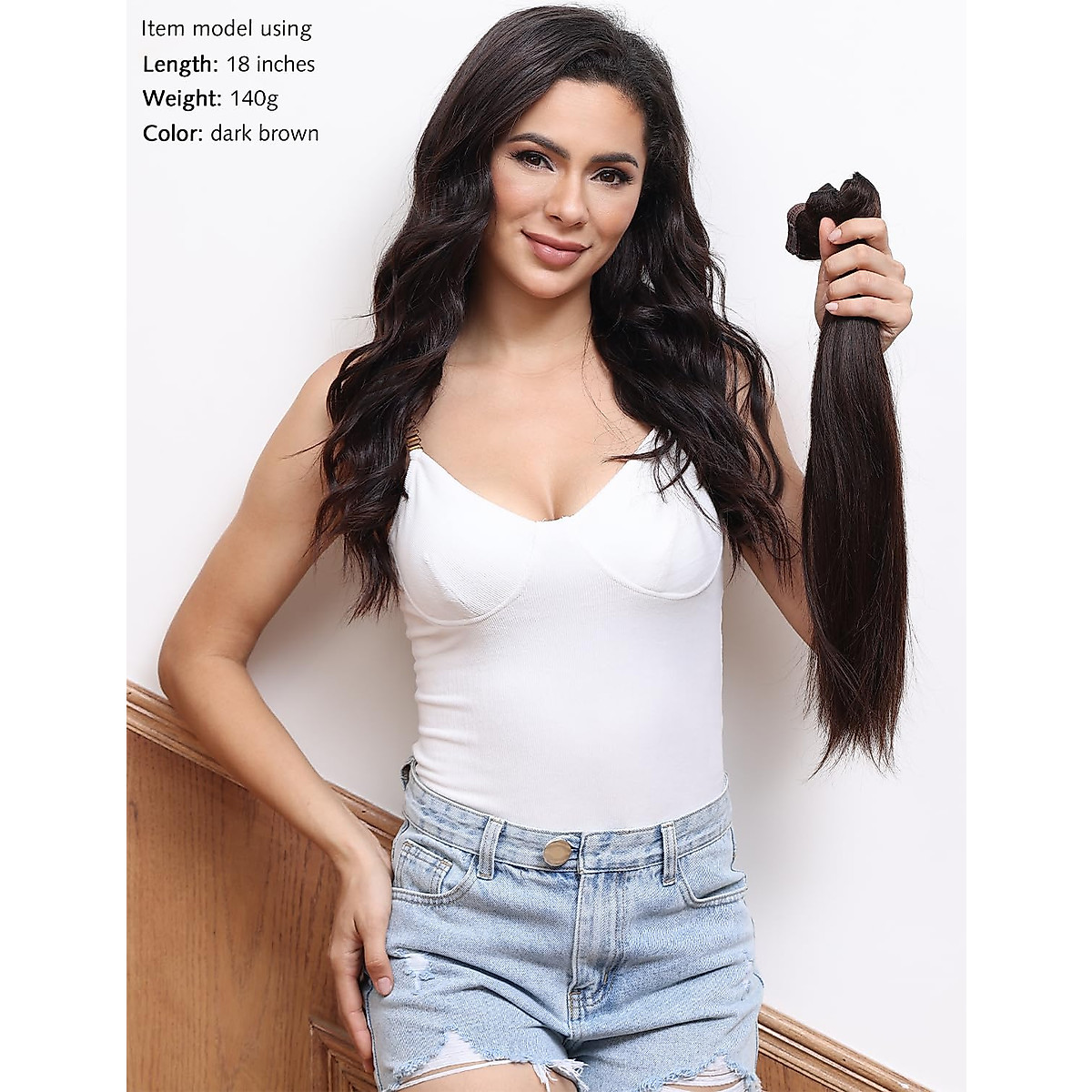 Yamel Remy Clip in Hair Extensions Human Hair 7Pcs 16 Clips Real Human Hair Extensions Clip Dark Brown