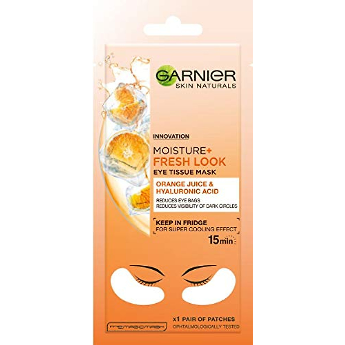 Garnier Skin Naturals Moisture Bomb Eye tissue mask with orange juice and hyaluronic acid 6g