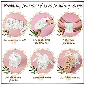 Sawysine 50 Set Key Bottle Openers Skeleton Key Valentine's Day Favors with Escort Card Tag and Key Chains, Love Heart Laser Cut Candy Boxes and White Organza Bags Rustic Decoration