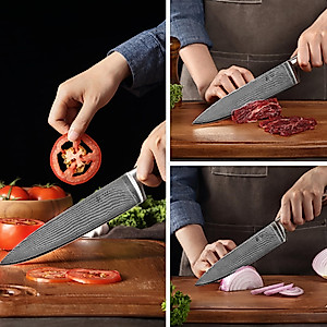 Wakoli Damascus Kitchen Knife Set, 6 Pieces Professional Chef Knife Set made from 67 Layers of Damascus Steel with VG10 Core, Knives Set for Kitchen with Pakkawood Handles in Gift Box (EDIB 6-pcs)